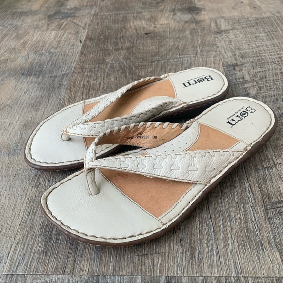 Born | Shoes | Born White Braided Leather Thong Style Sandal | Poshmark